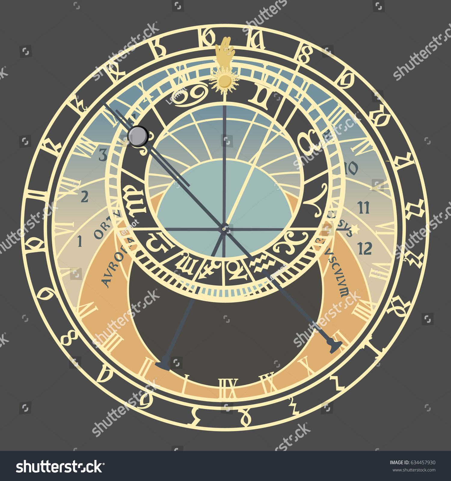 Reloj astronómico de Praga - gráfico: vector de stock (libre de ...