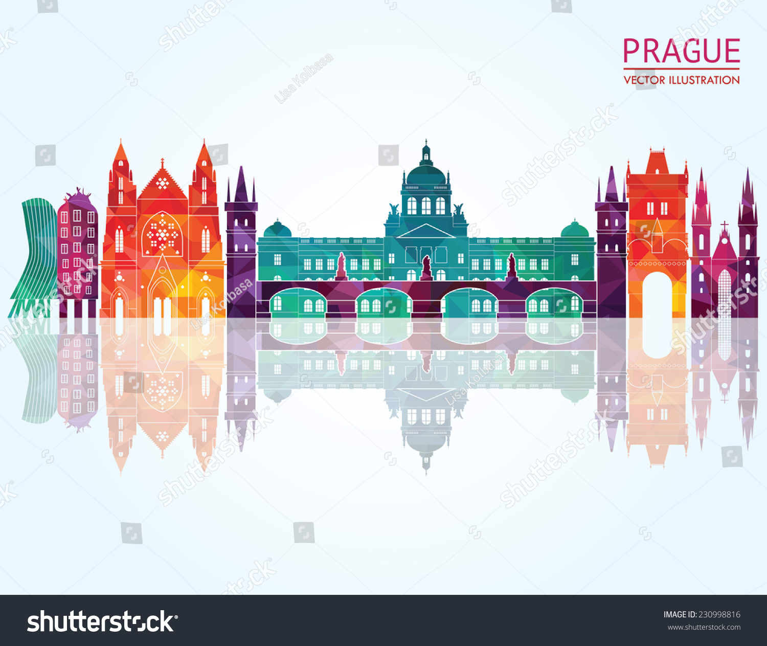 Skyline de Praga. Ilustración del vector: vector de stock (libre de ...