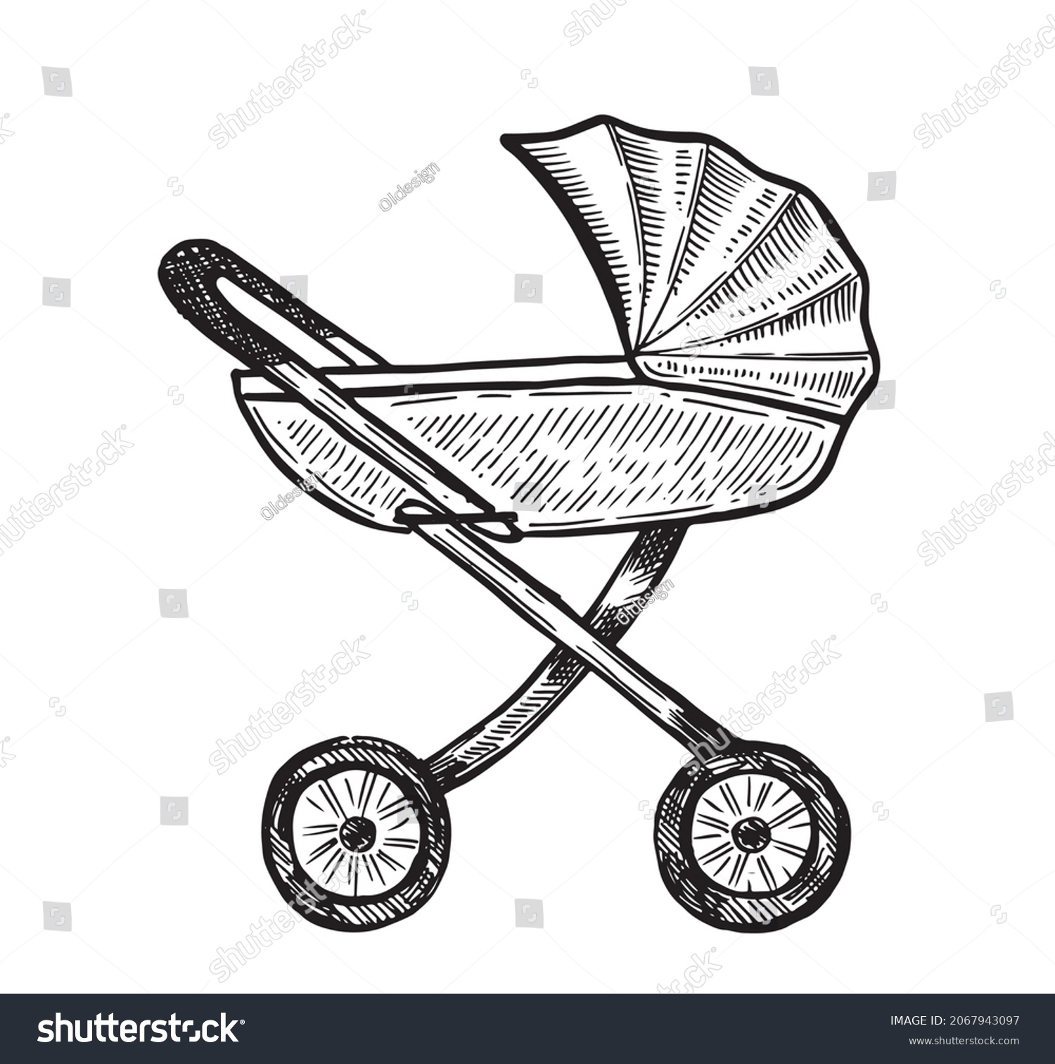 Pram Hand Drawn Vector Illustration Stock Vector (Royalty Free ...