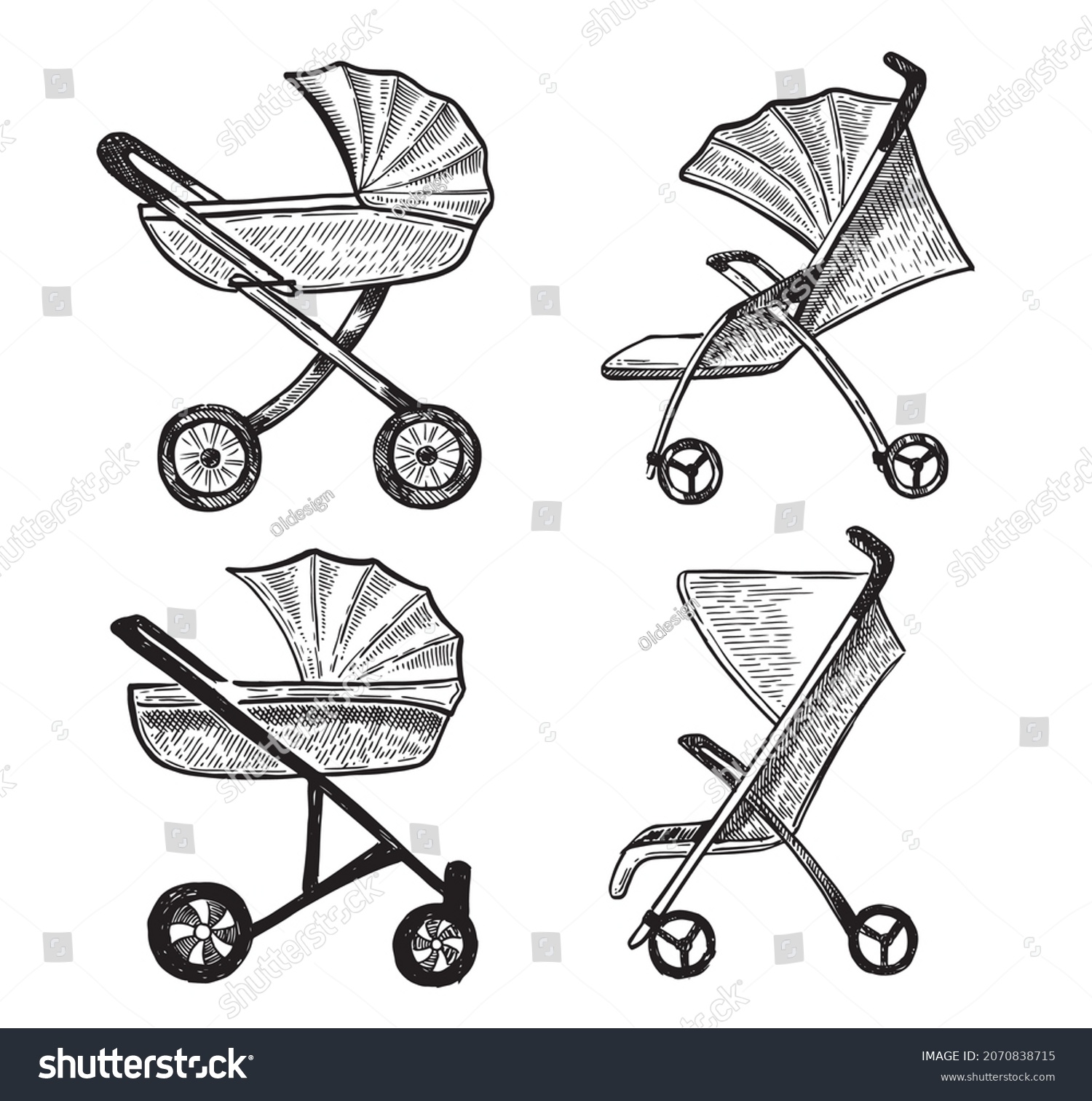 Pram Hand Drawn Vector Illustration Stock Vector (Royalty Free ...