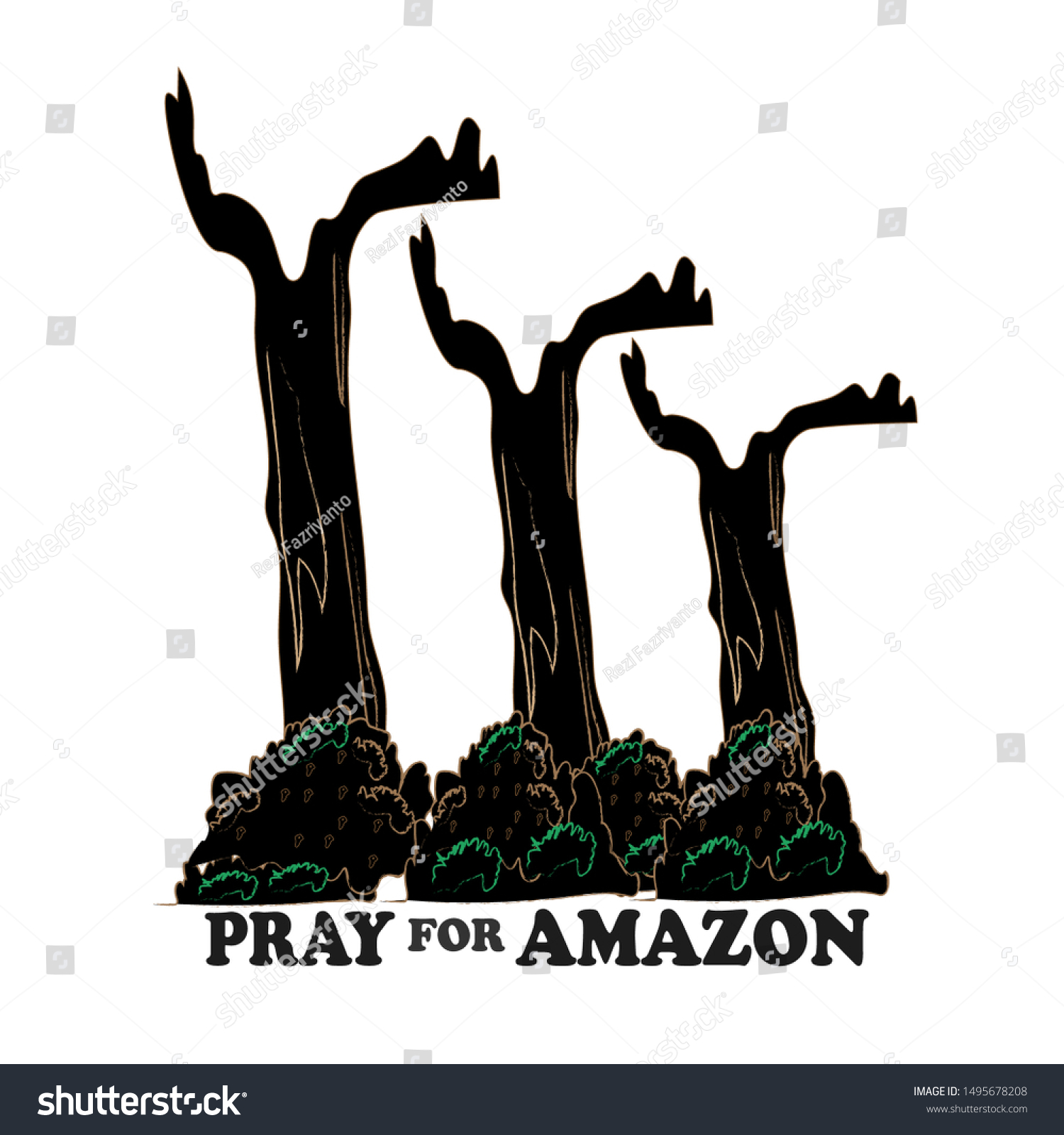 Pray Amazon White Backround Stock Vector (Royalty Free) 1495678208 ...