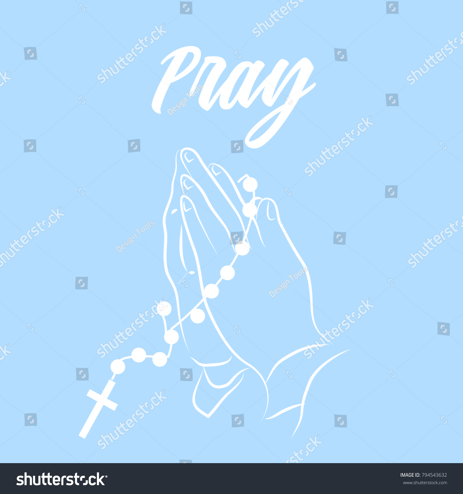 Pray Word Praying Hands Vector Illustration: vector de stock (libre de ...