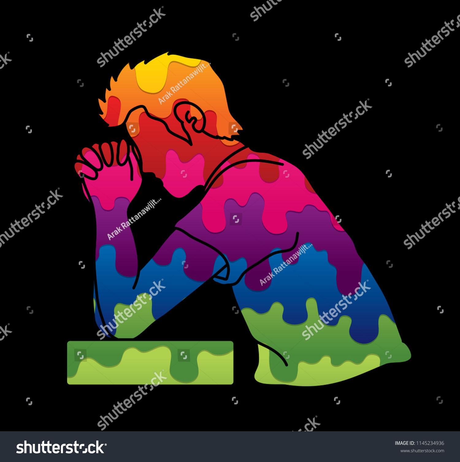 Prayer Christian Praying Graphic Vector: เวกเตอร์สต็อก (ปลอดค่า ...
