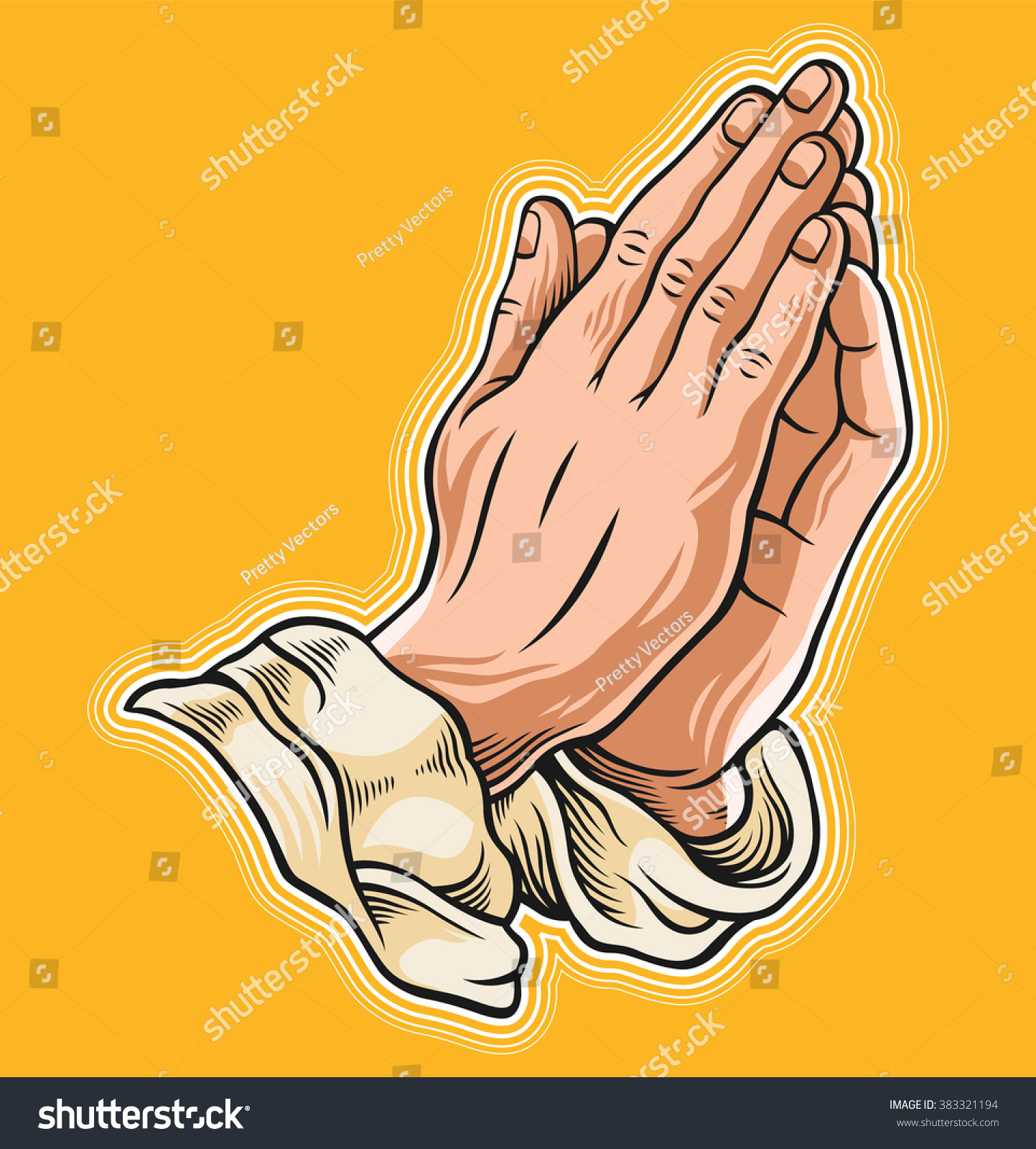 Gebed hand. Vector-illustratie: stockvector (rechtenvrij) 383321194 ...