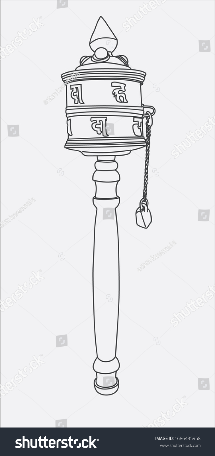 Prayer Wheel Hand Drawing Vector Eps Stock Vector (Royalty Free ...