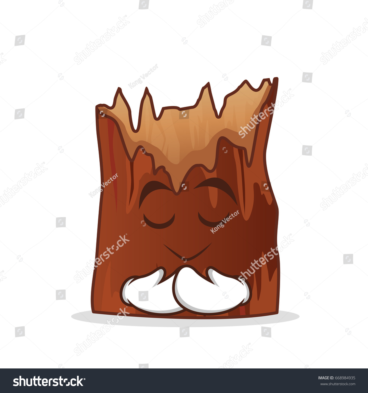 Praying Broken Tree Cartoon Character Vector Stock Vector (Royalty Free ...