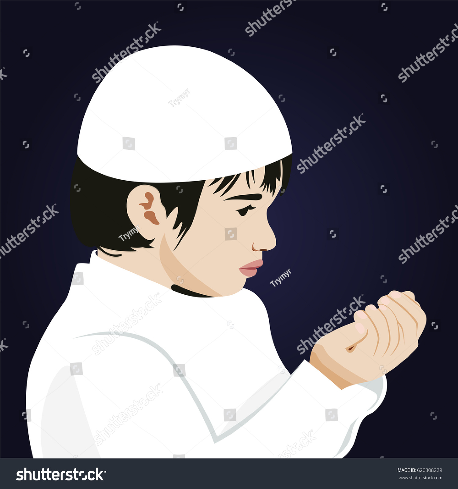 Praying Child Vector Illustration Stock Vector (Royalty Free) 620308229