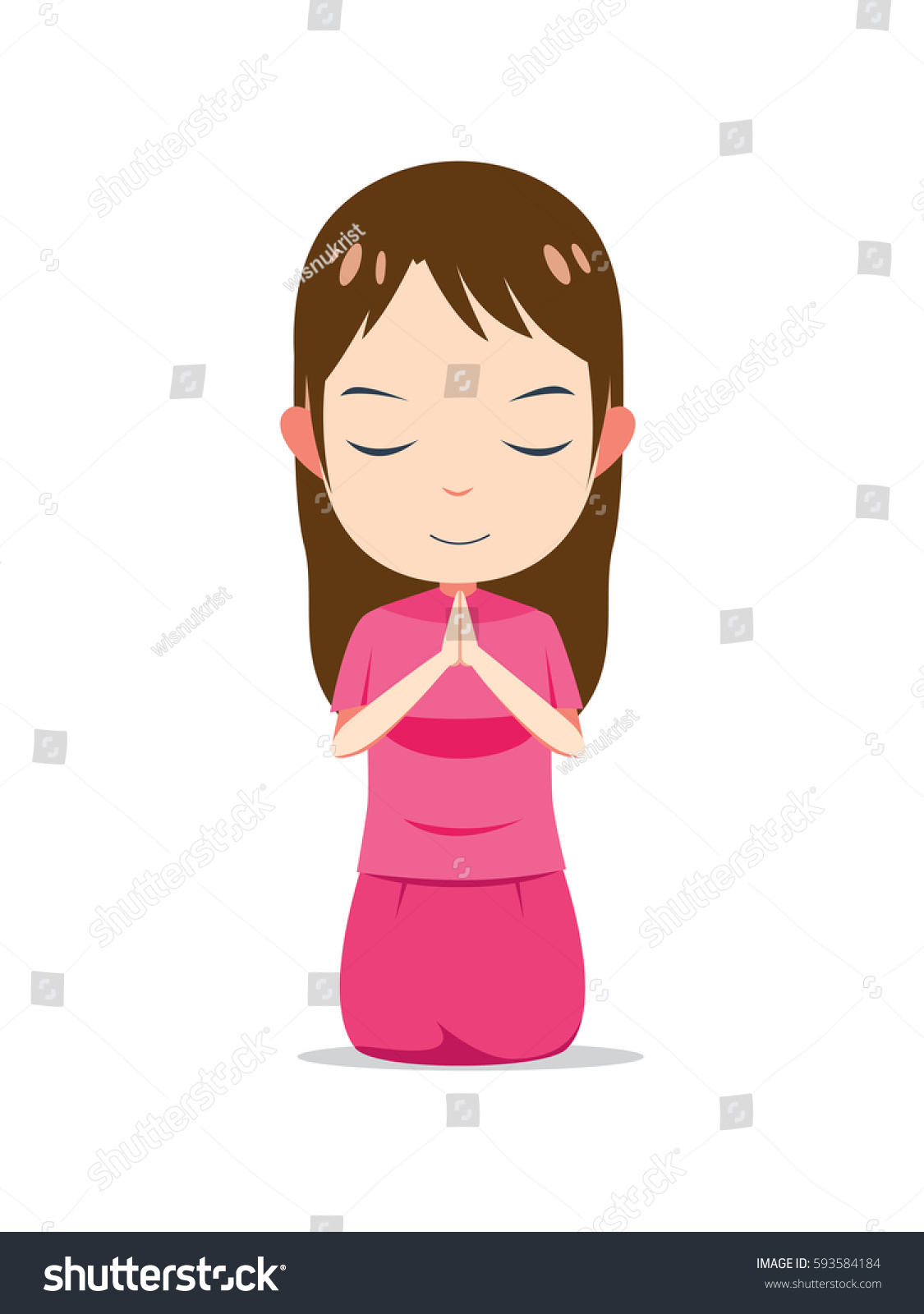 Praying Girl Stock Vector (Royalty Free) 593584184 | Shutterstock