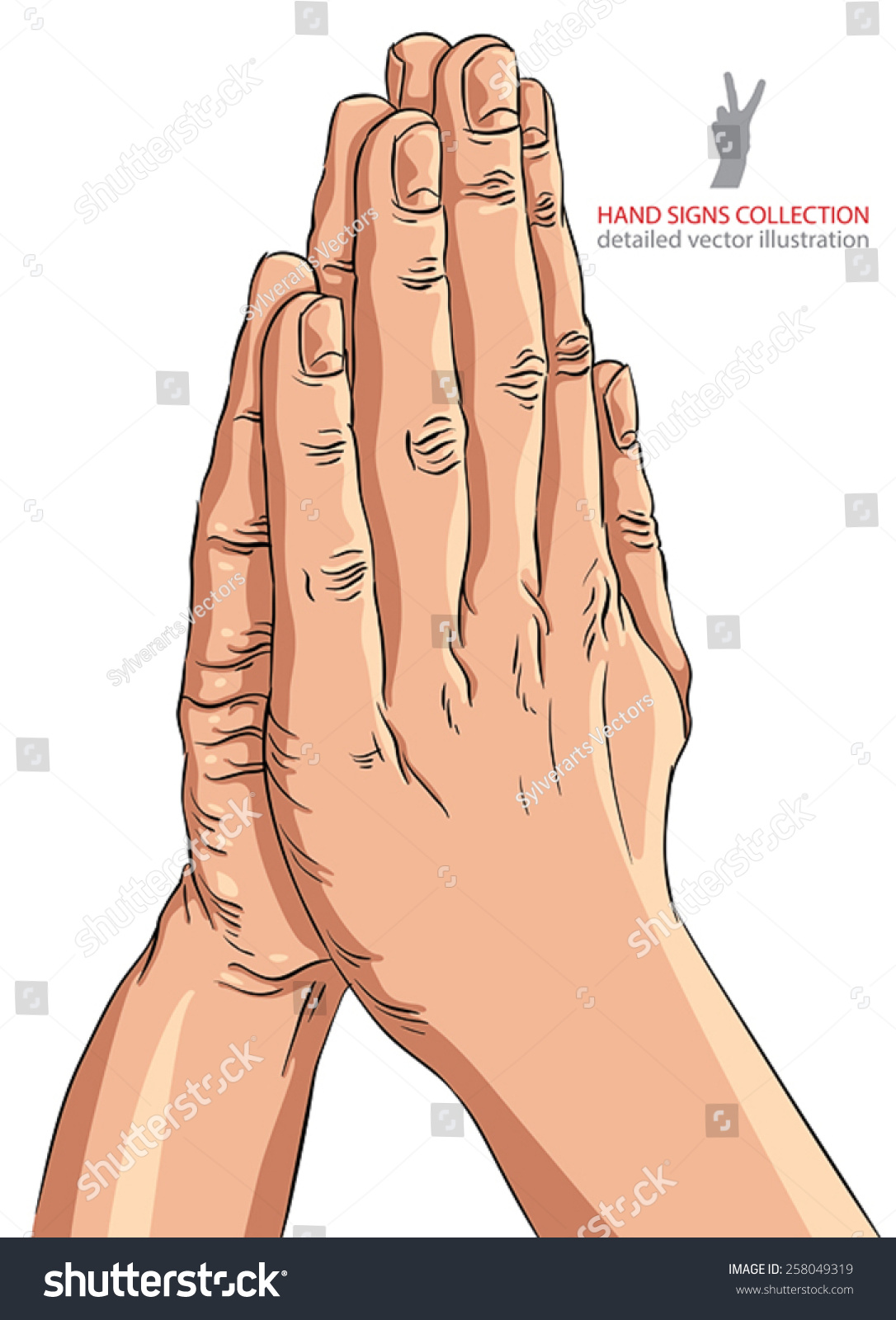 Praying Hands Detailed Vector Illustration: เวกเตอร์สต็อก (ปลอดค่า ...