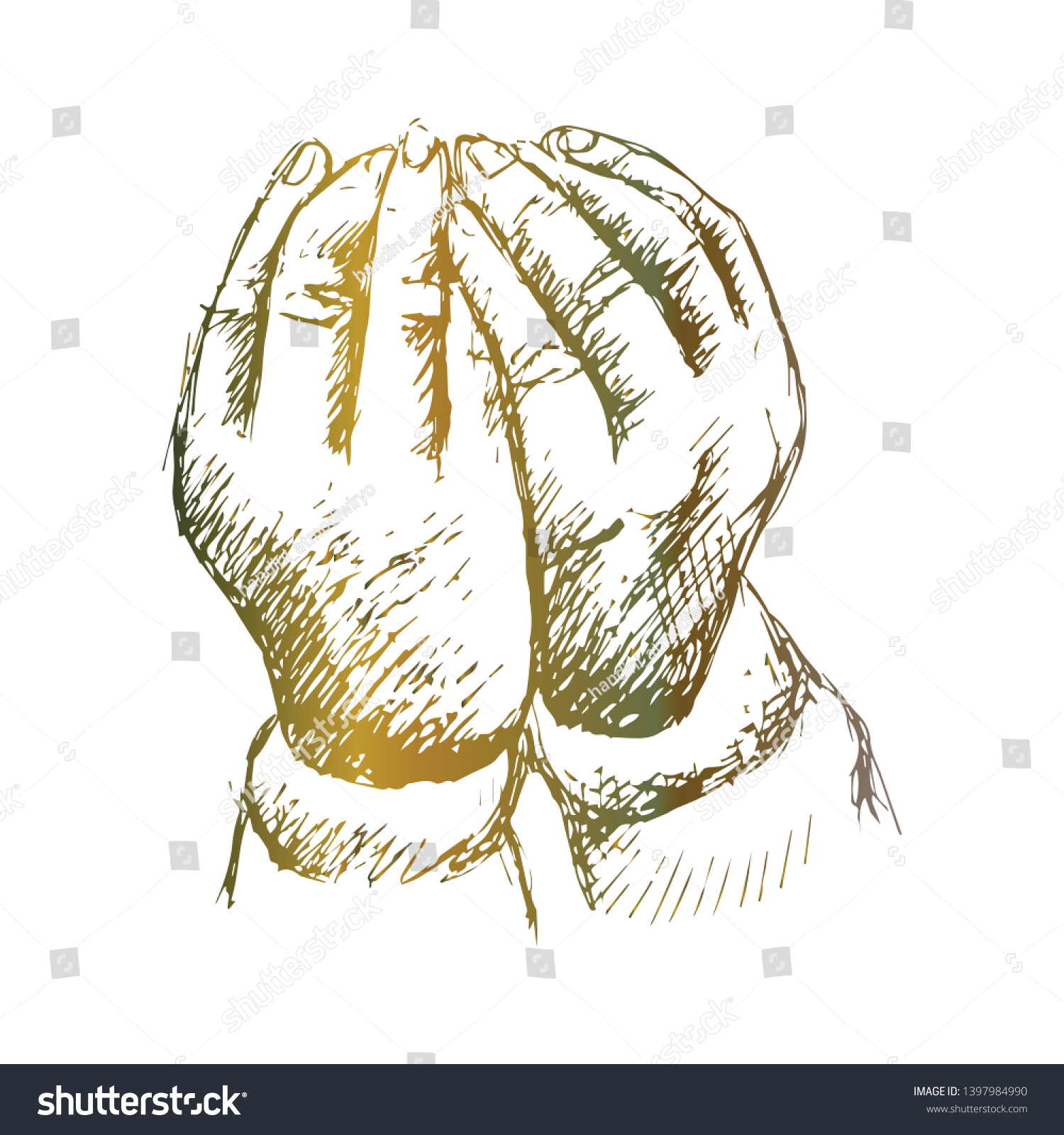 Praying Hands Hand Drawing Illustration Stock Vector (Royalty Free ...