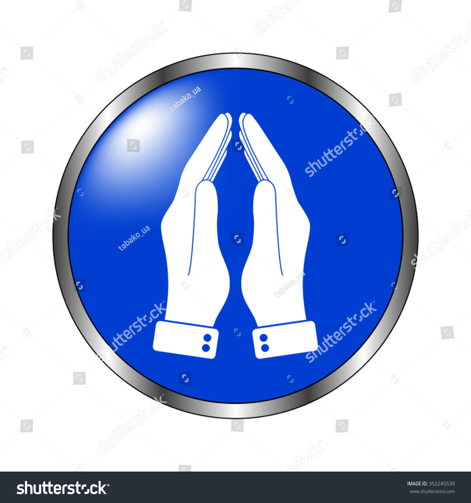 Praying Hands Vector Icon On Blue Stock Vector (Royalty Free) 352245539