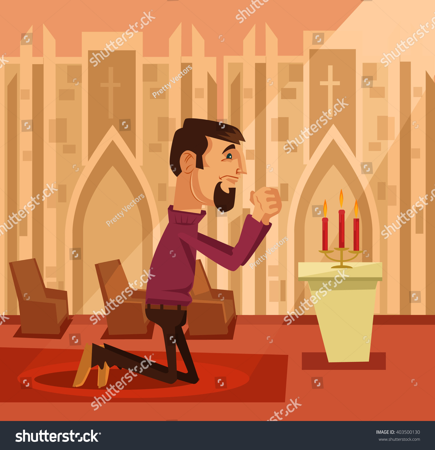 Praying Man Vector Flat Cartoon Illustration Stock-vektor (royaltyfri ...
