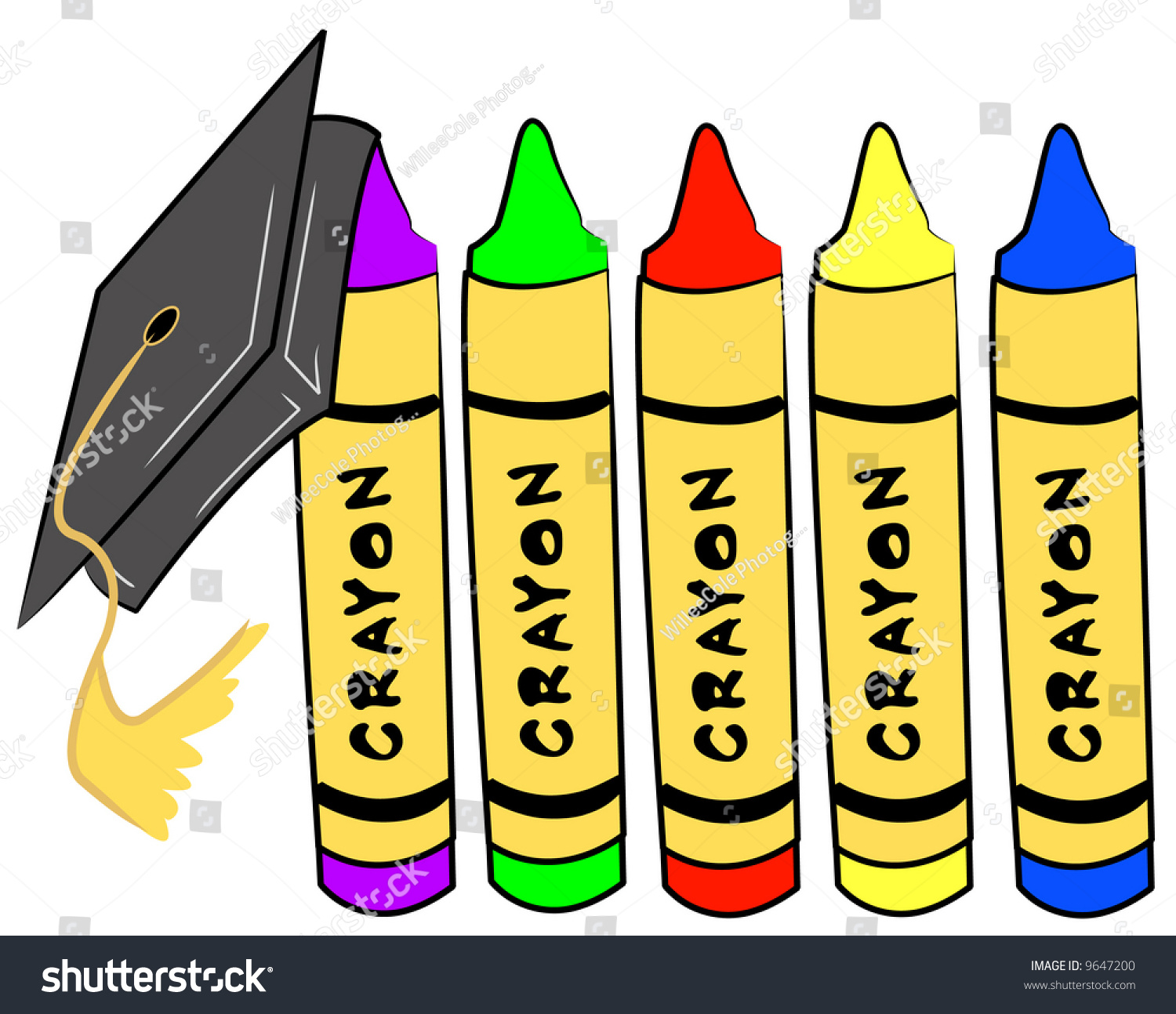 Pre School Graduation Cap Hanging Crayons Stock Vector 9647200 ...