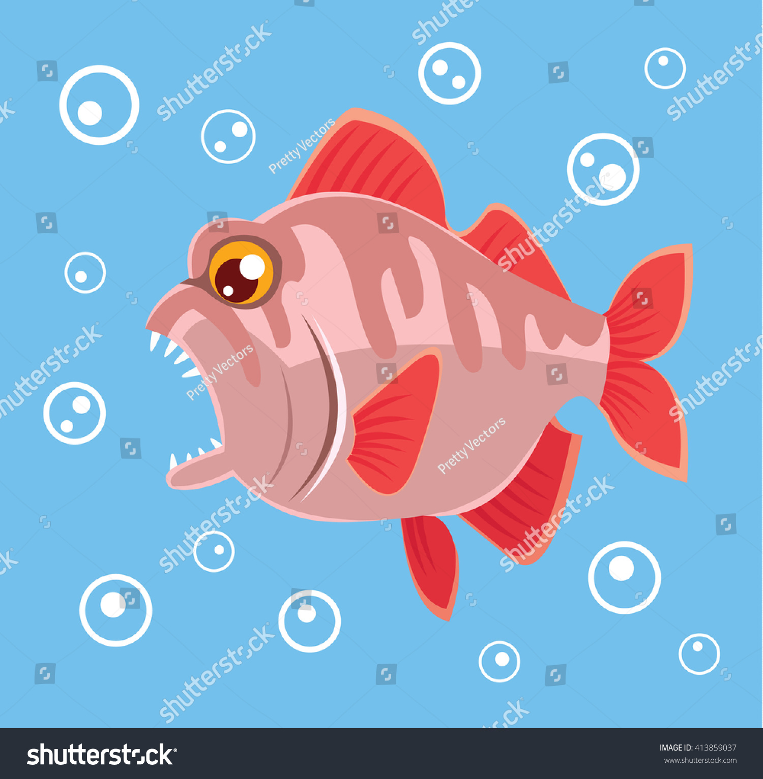 Predatory Fish Vector Flat Cartoon Illustration: Vector có sẵn (miễn ...