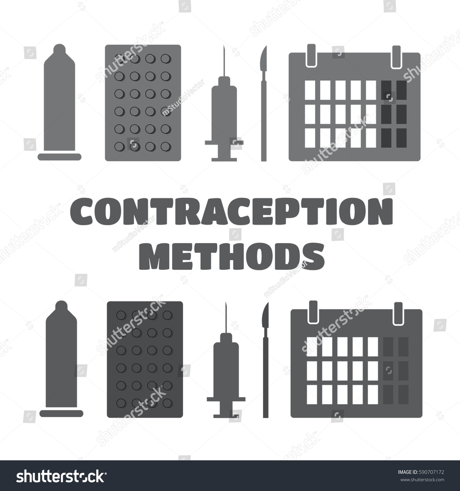 Pregnancy Icons Set Contraception Vector Contraception Stock Vector