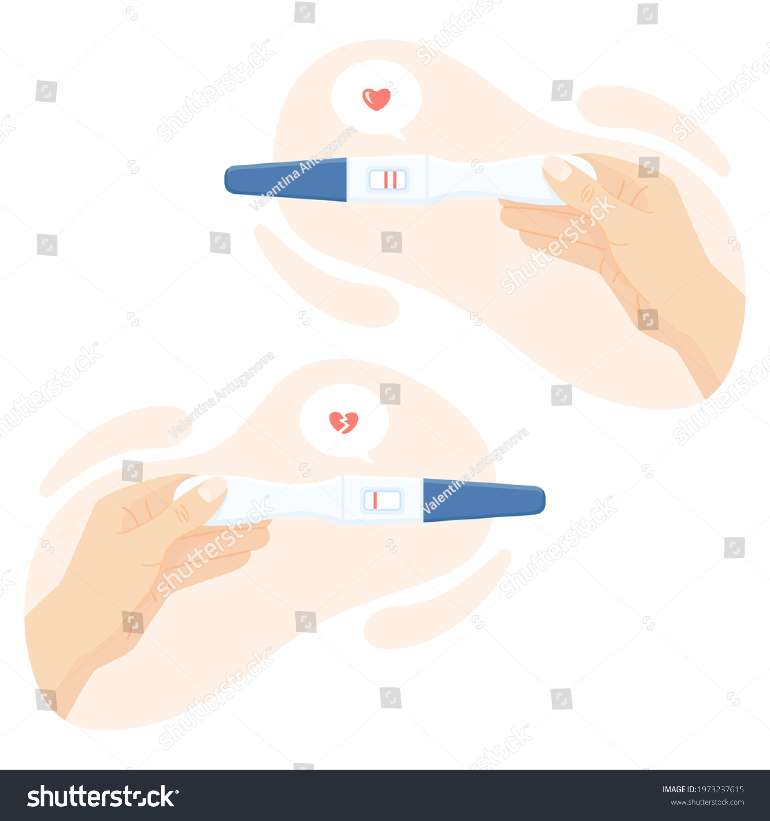 Pregnancy Ovulation Positive Negative Test Woman Stock Vector Royalty