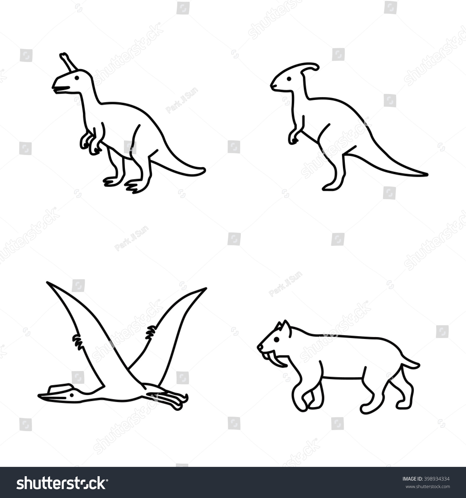 Prehistoric Animals Vector Icons Stock Vector (Royalty Free) 398934334