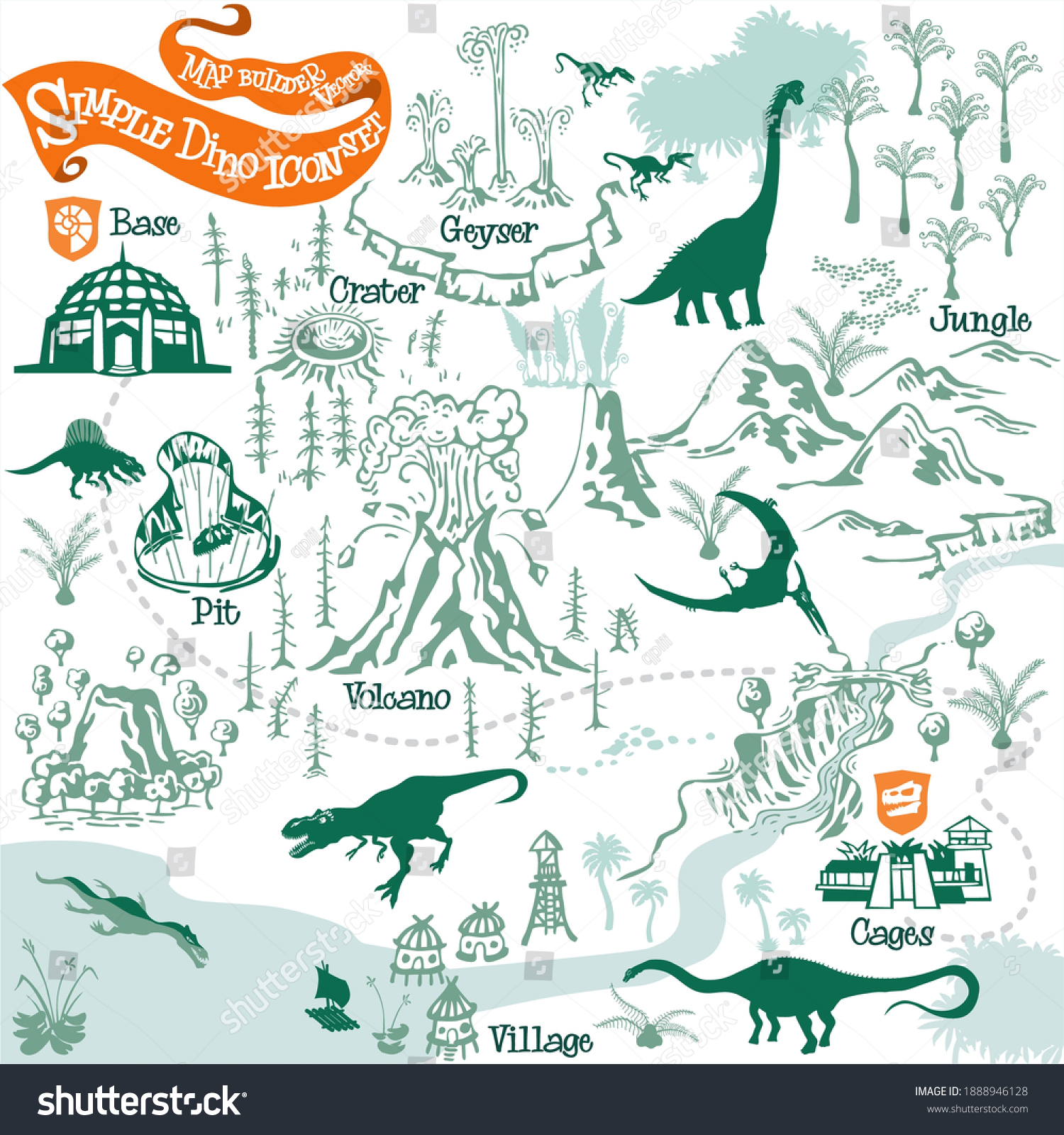 Prehistoric Dinosaurs Map Builder Simple Icon Stock Vector (Royalty ...