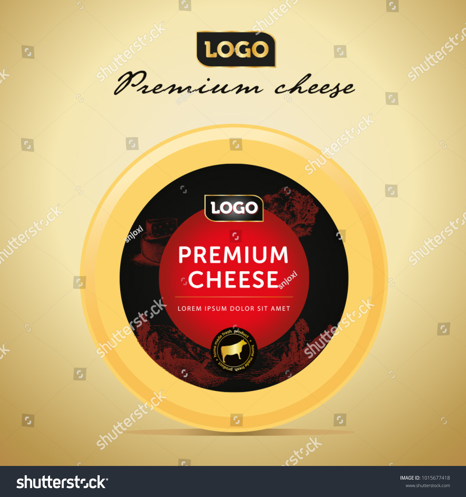 Premium Cheese Package Concept Mockup Design Stock Vector (Royalty Free ...