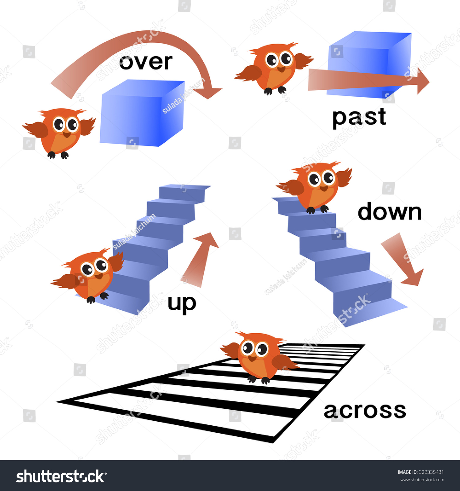 Stock vektor „Preposition Grammar Owl Motion Preschool“ (bez autorských ... Stock vektor „Preposition Grammar Owl Motion Preschool“ (bez autorských ...