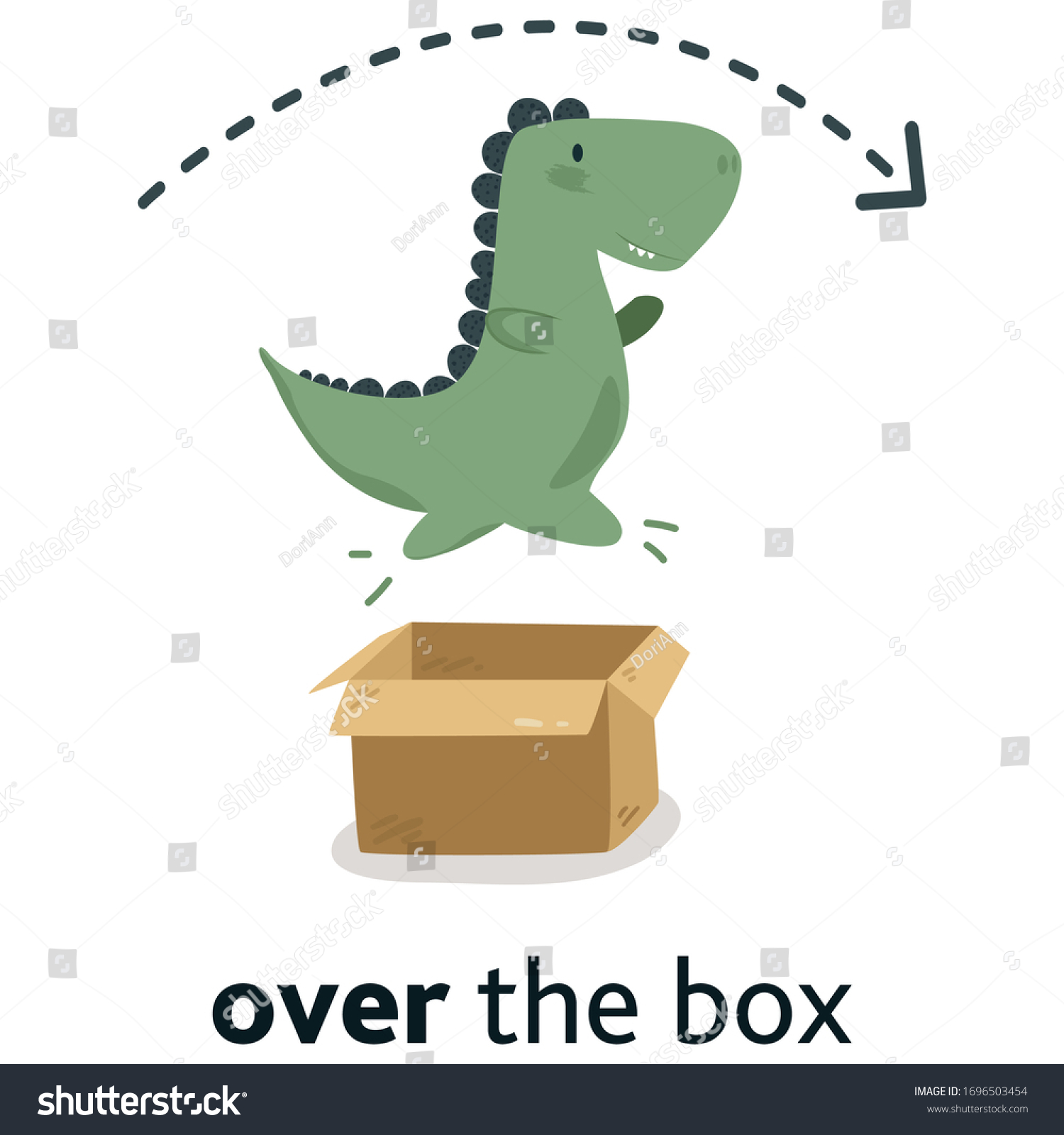 Preposition Place Dinosaur Illustration Vector Stock Vector (Royalty ...