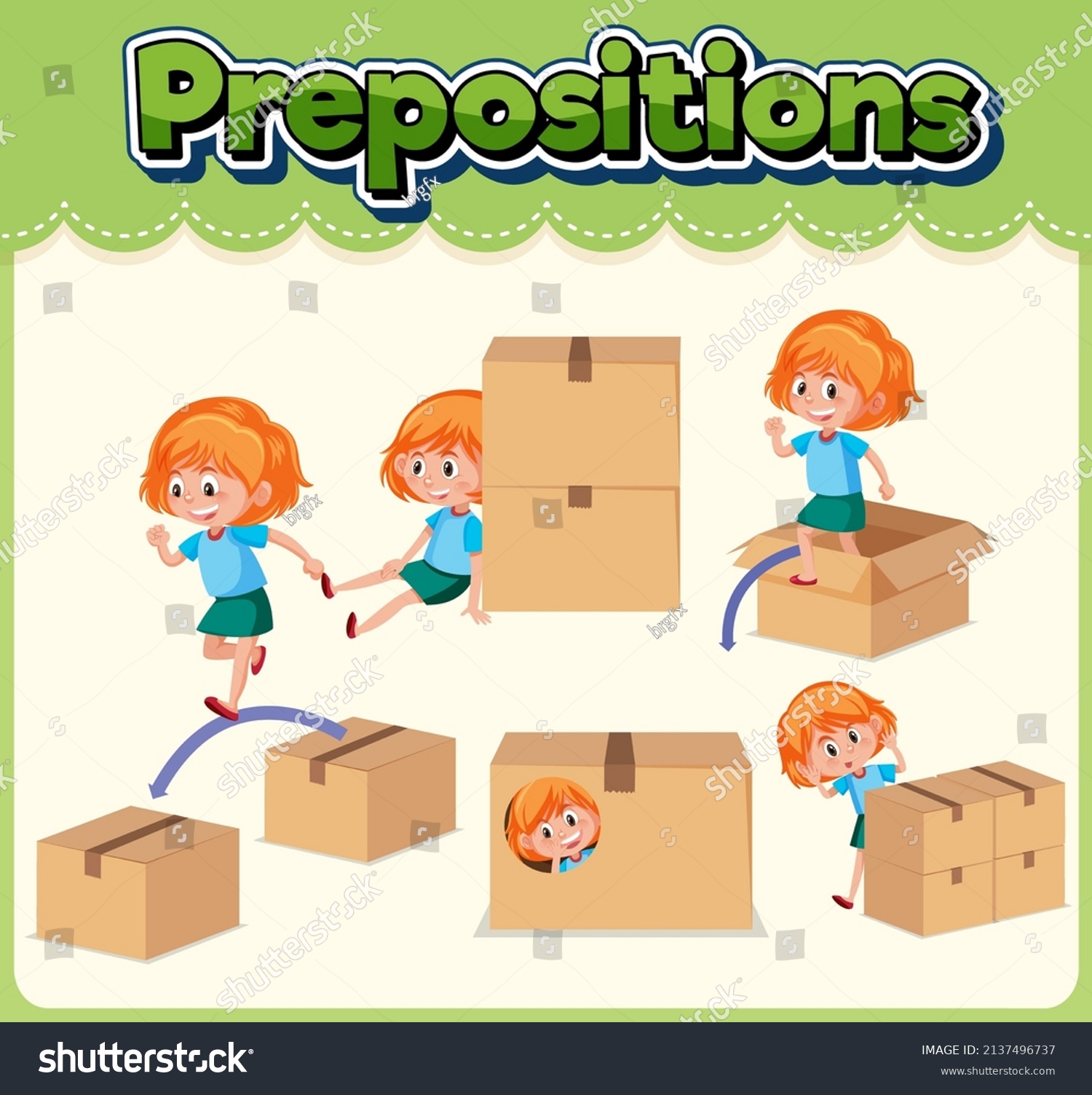 Preposition Wordcard Girl Boxes Illustration Stock Vector (Royalty Free ... Preposition Wordcard Girl Boxes Illustration Stock Vector (Royalty Free ...