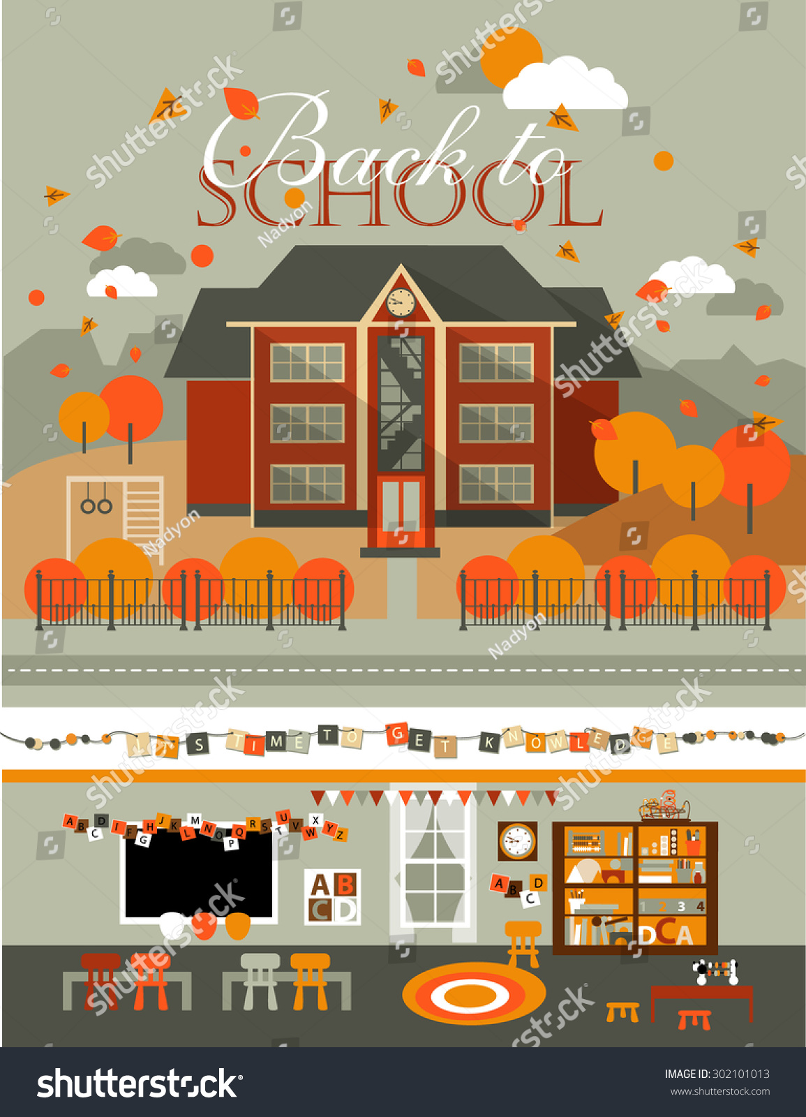 Preschool Building Classroom Vector Set 스톡 벡터(로열티 프리) 302101013 ...