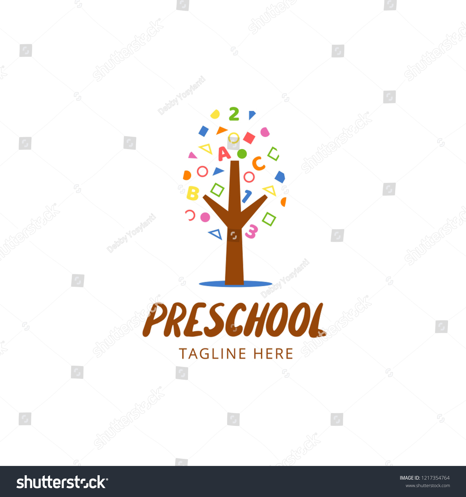 Preschool Logo Design: vector de stock (libre de regalías) 1217354764