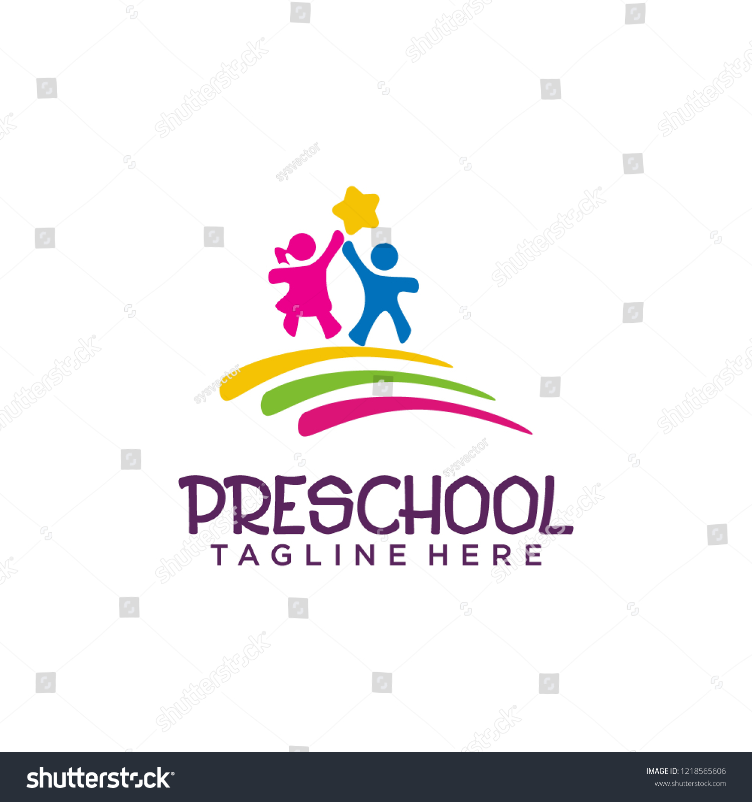 Preschool Logo Vector Stock Vector (Royalty Free) 1218565606