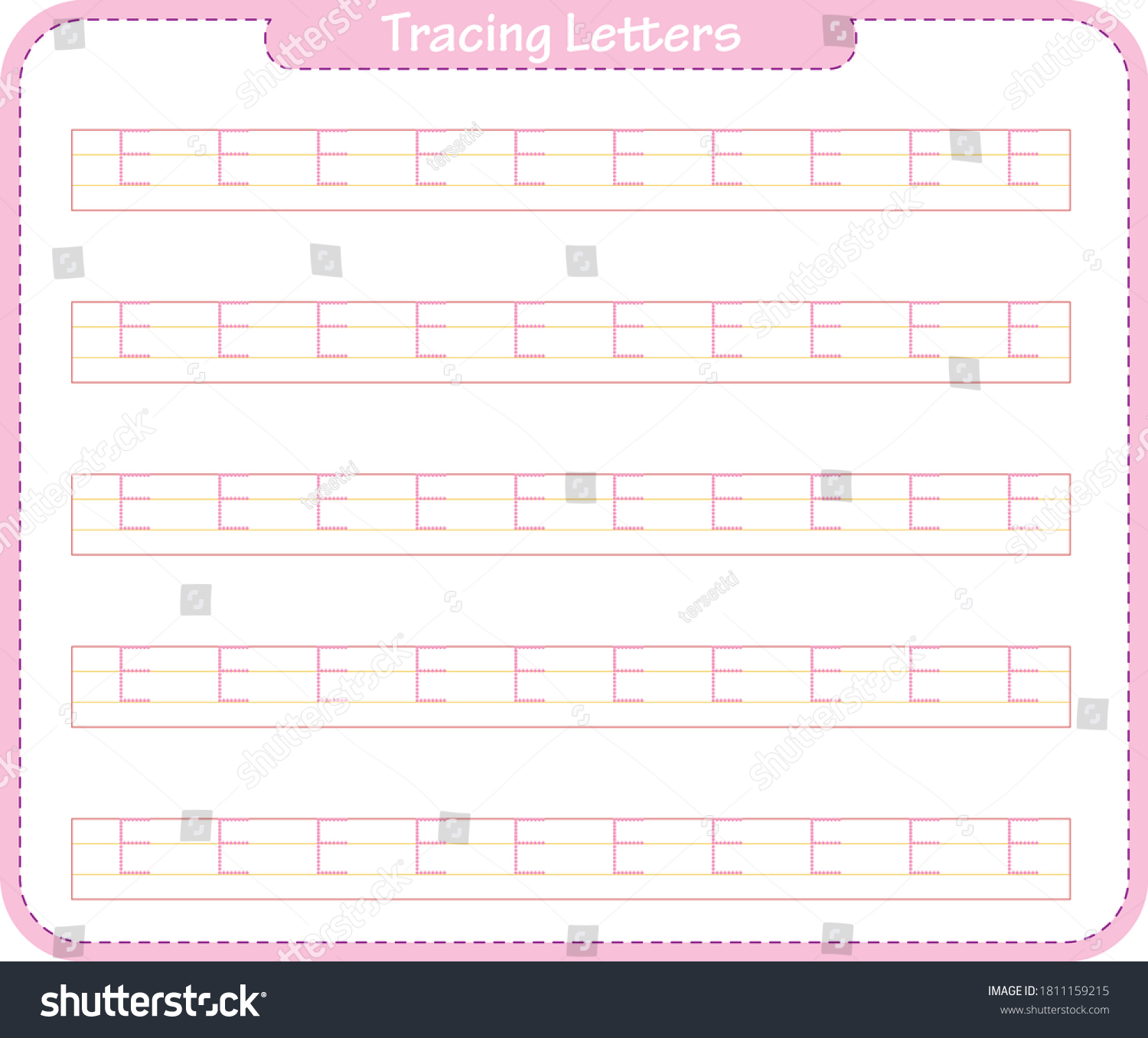 Preschool Worksheet Trace Letters Basic Writing Stock Vector (Royalty ...
