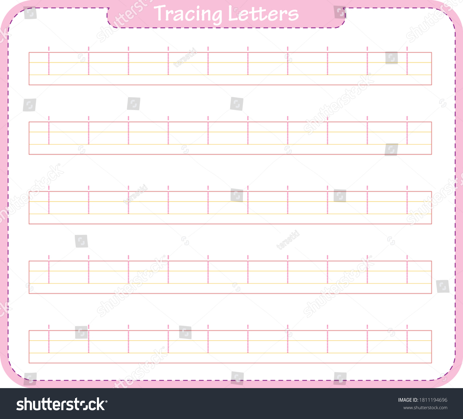 Preschool Worksheet Trace Letters Basic Writing Stock Vector (Royalty ...