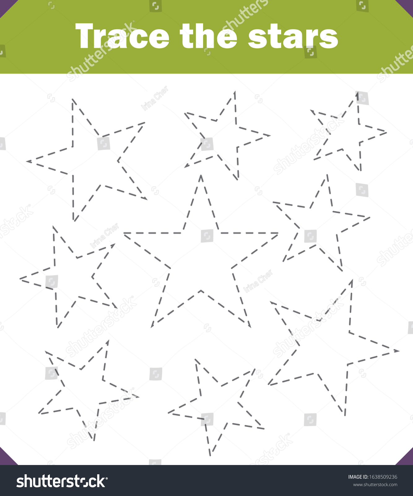 Preschool Worksheet Trace Stars Color Tracing Stock Vector (Royalty ...