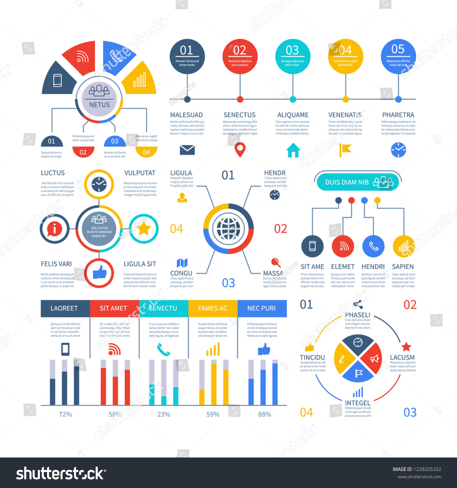 Presentation Infographics Flowchart Timeline Process Chart: เวกเตอร์ ...