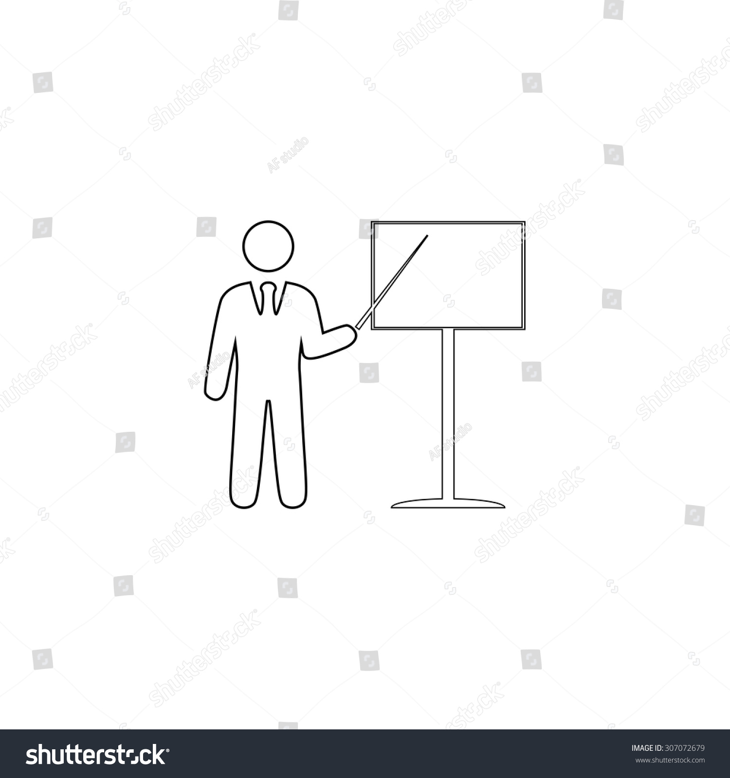 Presentation Man Standing Pointer Outline Black Stock Vector (Royalty ...