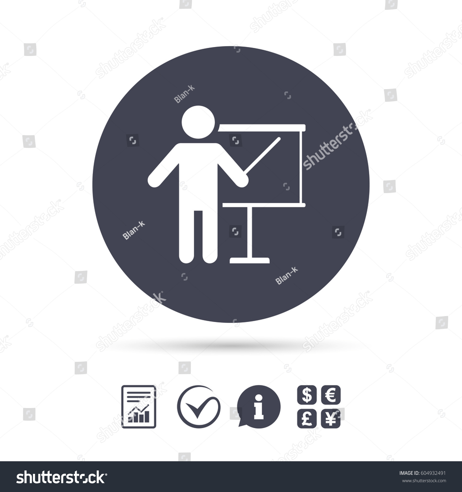 Presentation Sign Icon Man Standing Pointer Stock Vector (Royalty Free ...