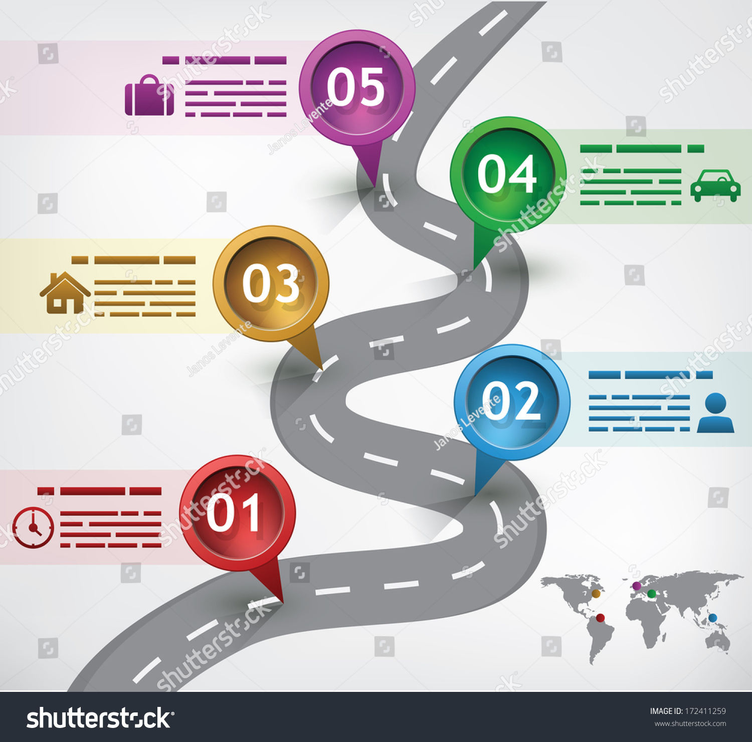 Presentation Template Road Five Marked Spots Stock Vector (Royalty Free ...