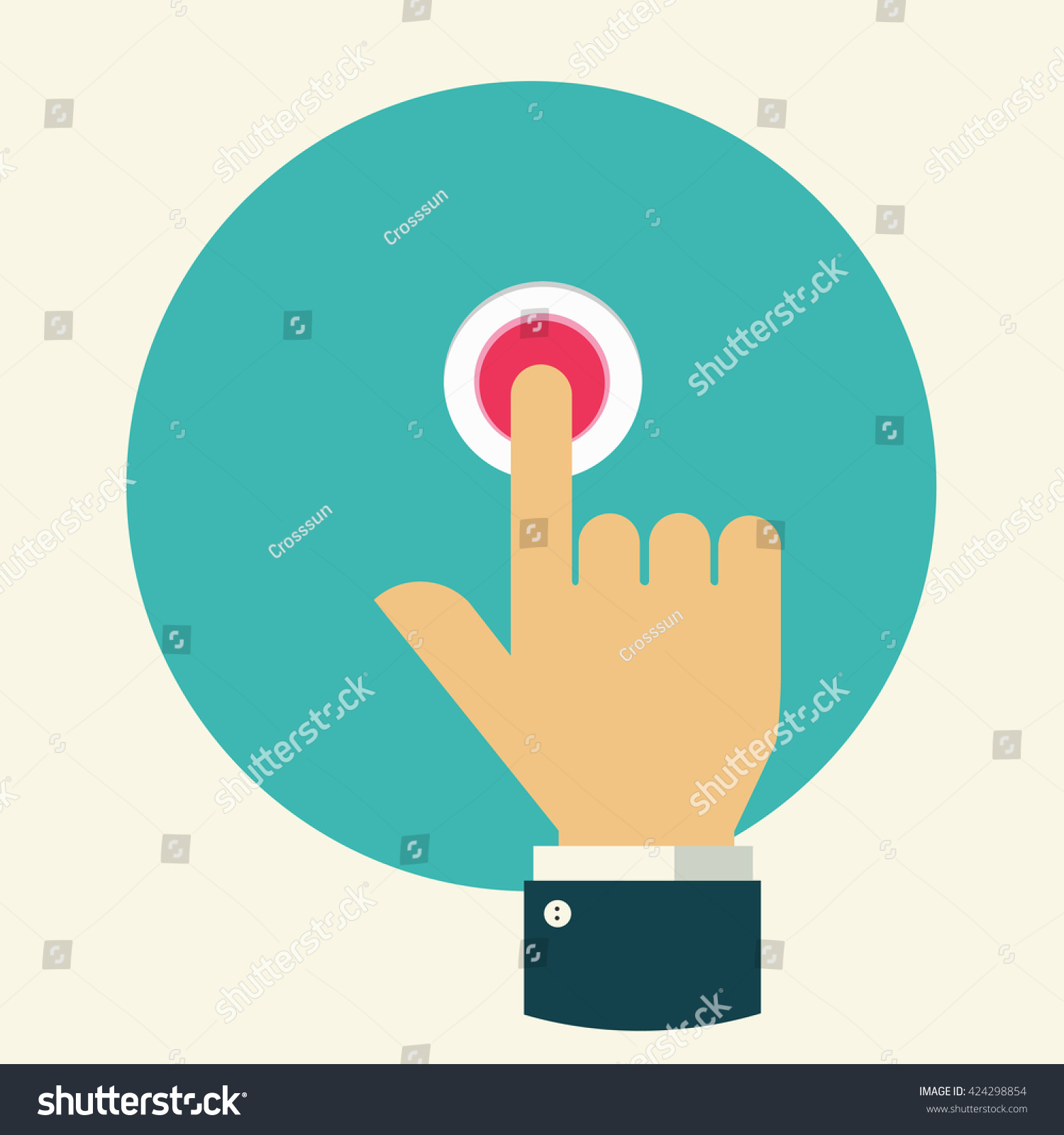 Press Button Finger Press On Red Stock Vector 424298854 - Shutterstock
