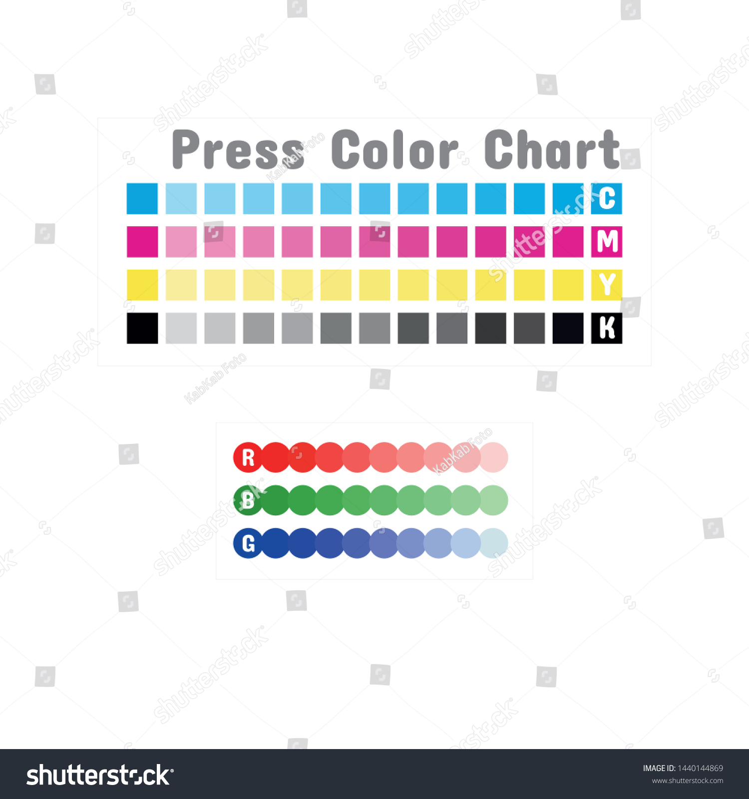 Press Color Chart On White Background Stock Vector (Royalty Free ...