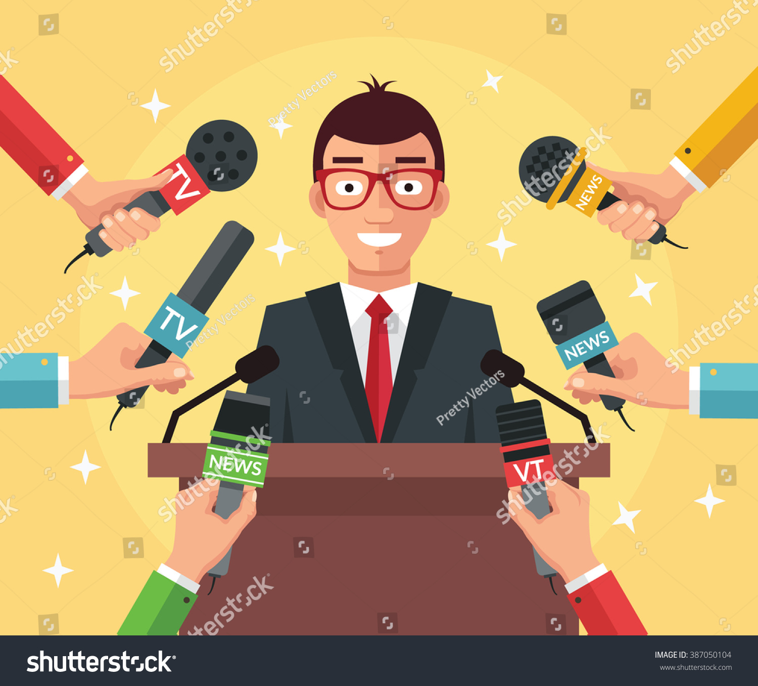 Press Conference Vector Flat Illustration Stock Vector (Royalty Free ...