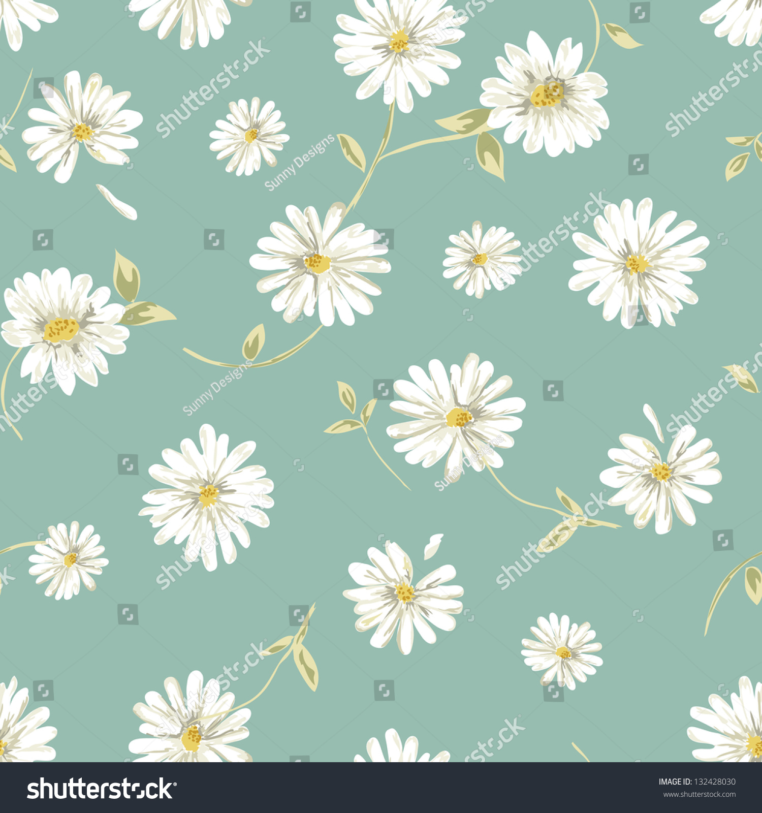 Pretty Daisy Seamless Background Stock Vector (Royalty Free) 132428030