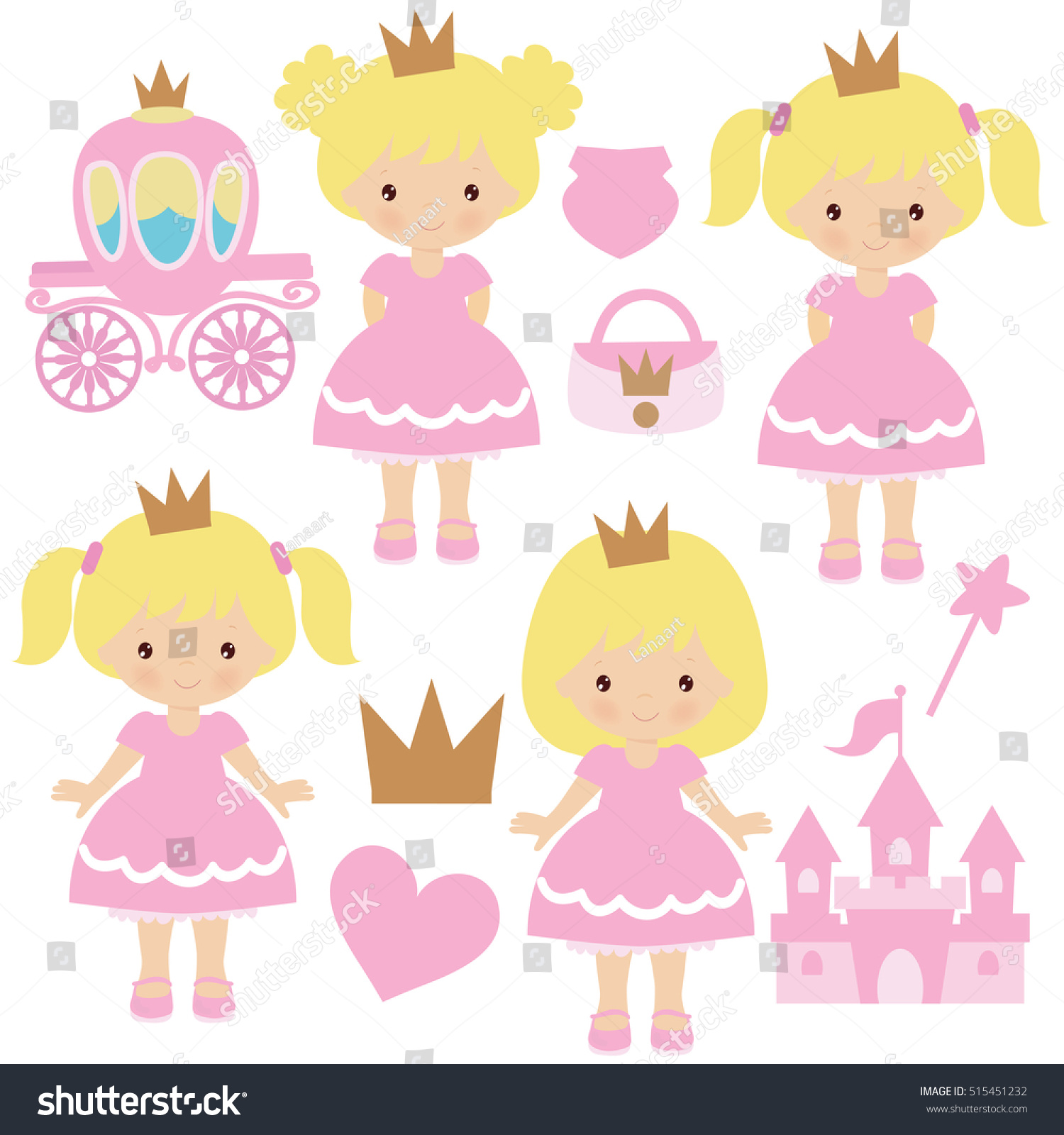 Pretty Princess Vector Cartoon Illustration Stock Vector (Royalty Free ...