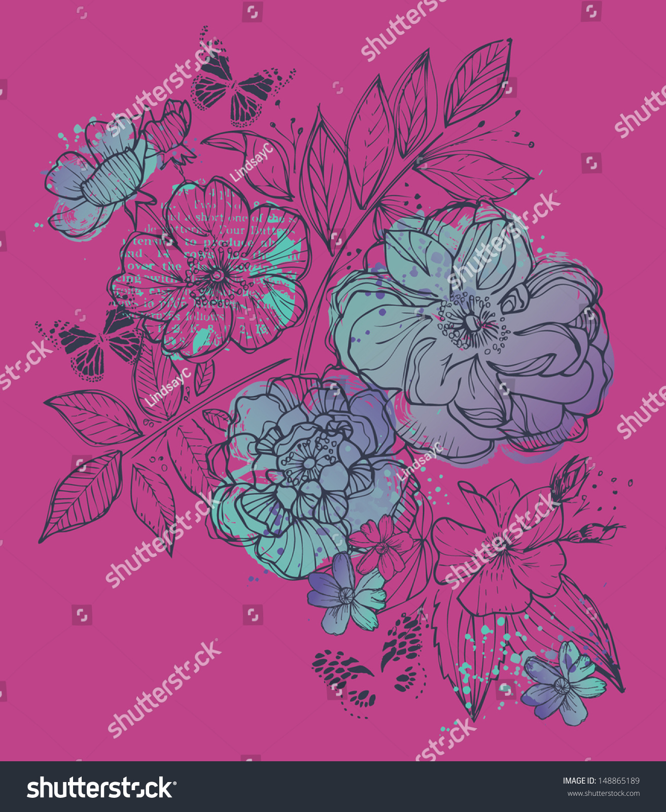 Pretty Vector Wild Rose Design Stock Vector (Royalty Free) 148865189 ...
