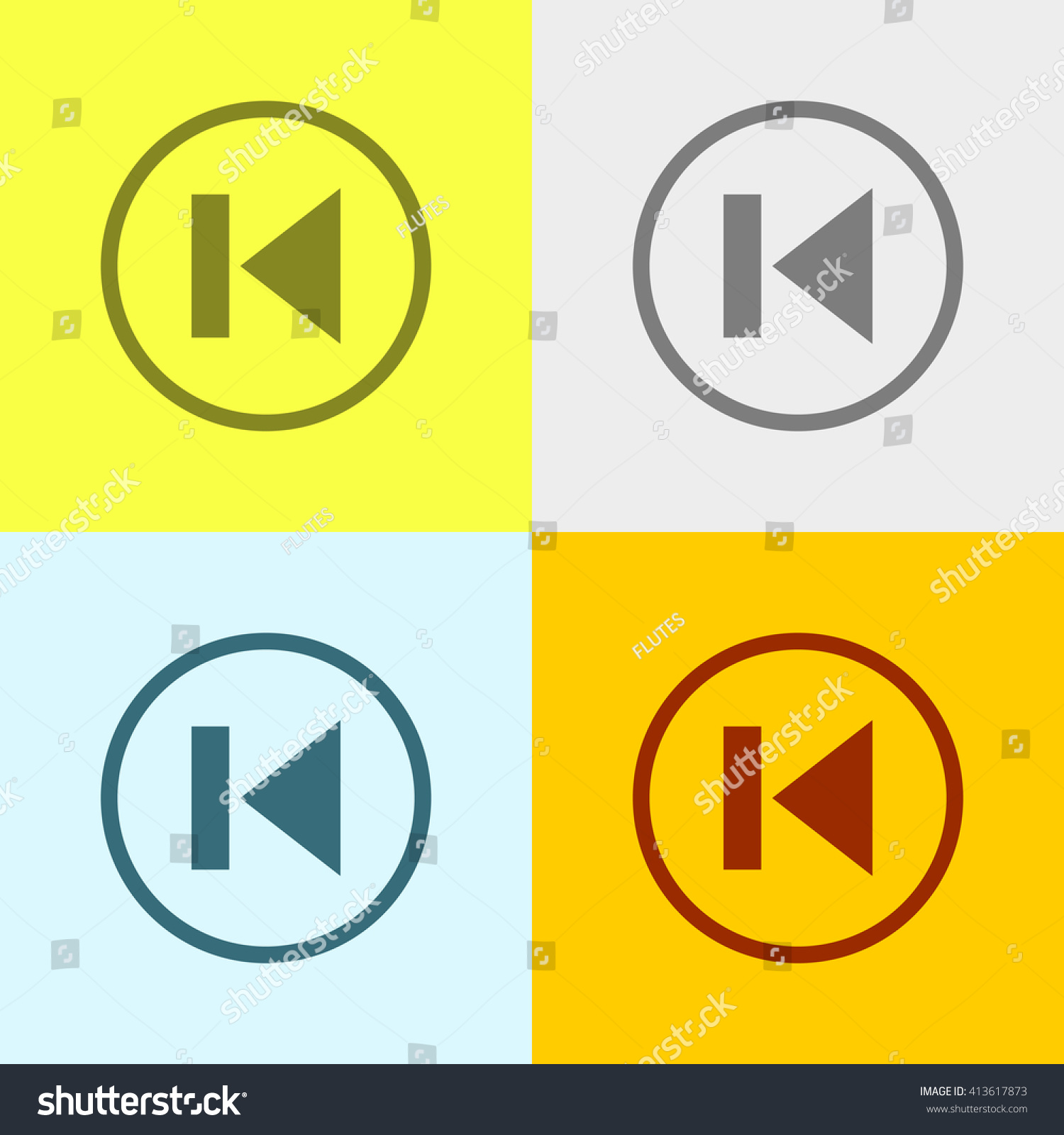 Previous Track Icon On Four Different Stock Vector (Royalty Free ...