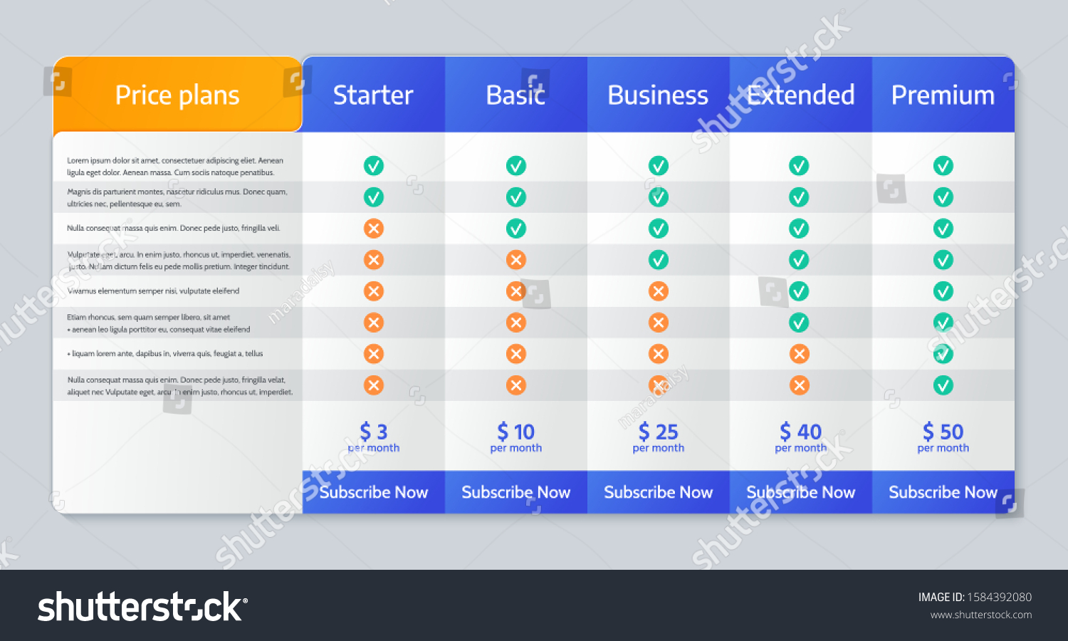 Price Comparison Table Vector Chart Plan: เวกเตอร์สต็อก (ปลอดค่า ...