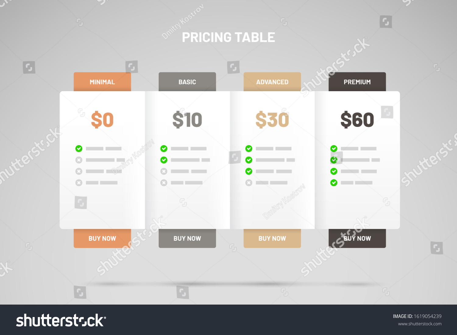 Pricing Comparison Table Infographic Design Template Stock Vector ...