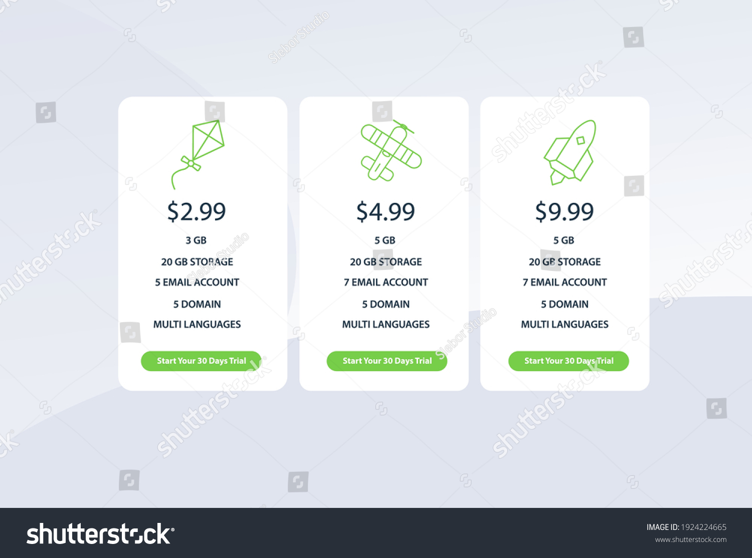 Pricing Plan Banners Infographic Template User Stock Vector (Royalty ...
