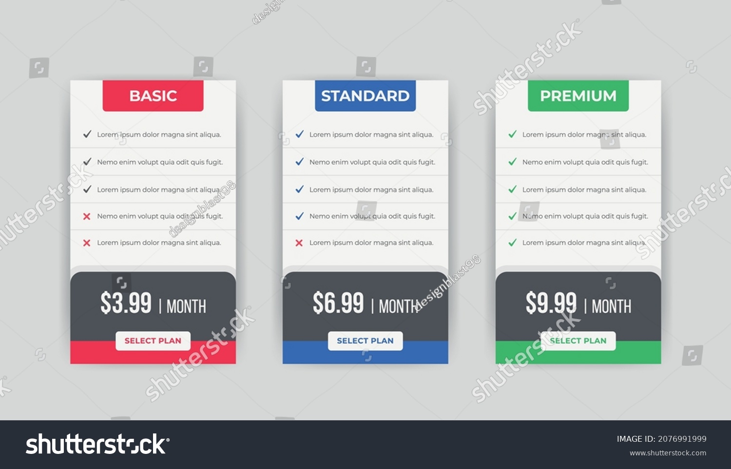 Pricing Plan Chart List Comparison Infographic: Vector có sẵn (miễn phí ...