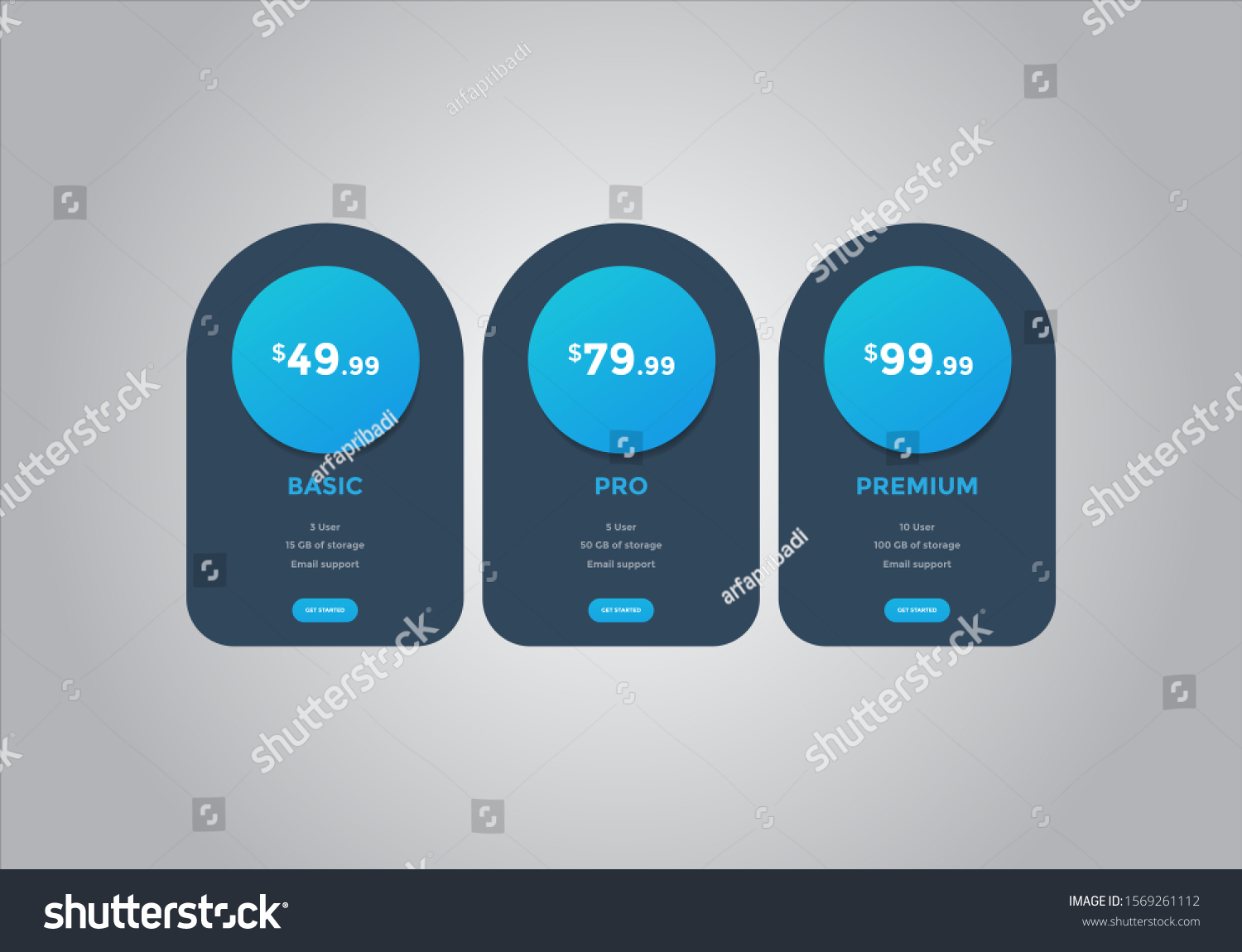 Pricing Table Design Box Button List Stock Vector (Royalty Free) 1569261112