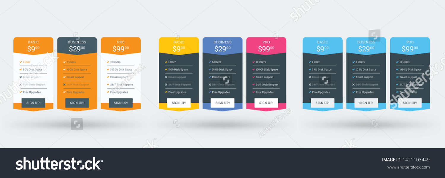 Pricing Table Design Template Vector Pricing Stock Vector (Royalty Free ...