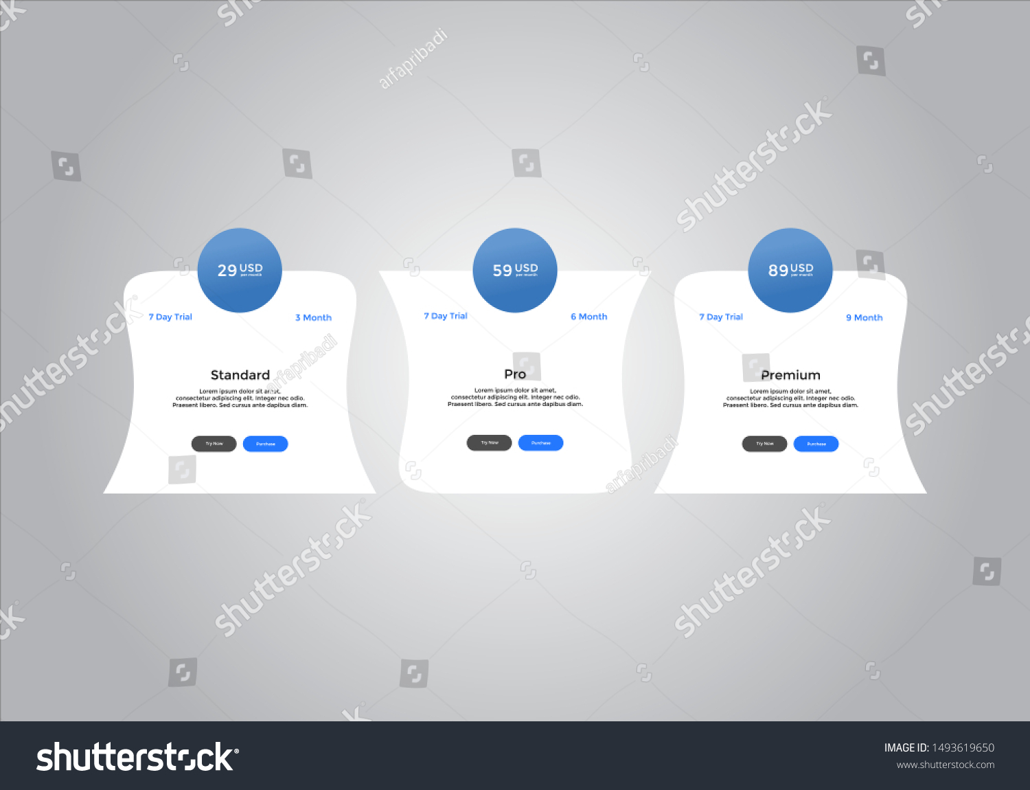 Pricing Table Design Vector Order Box Stock Vector (Royalty Free ...